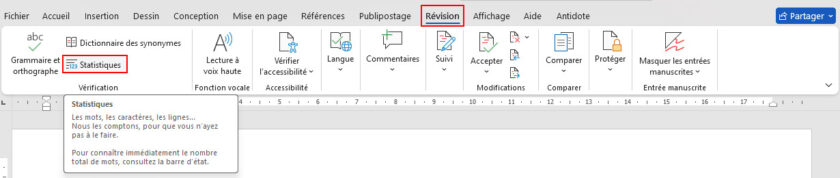 Comment compter les mots et les signes des articles sur Word